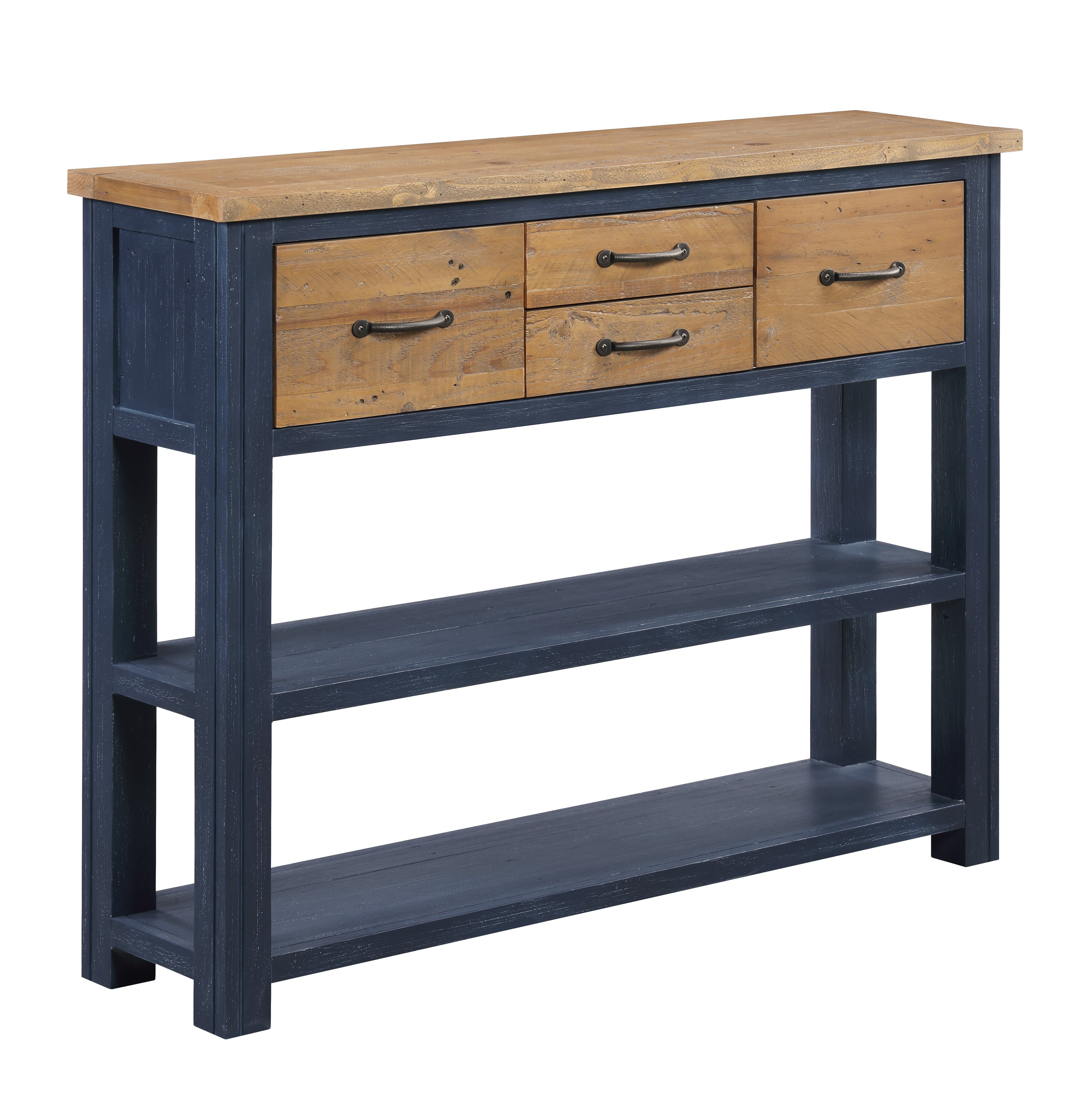 Splash of Blue Low Bookcase / Console Table – Signature Hardwood