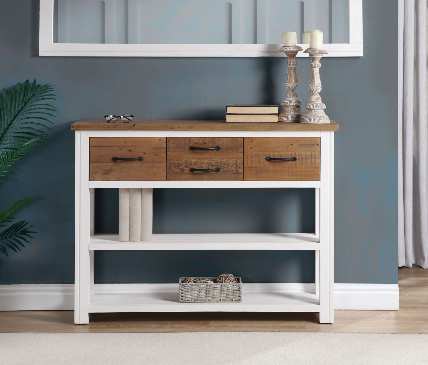 Splash of White Low Bookcase / Console Table – Signature Hardwood