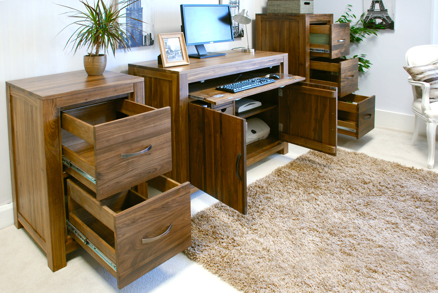 Buy Mayan Walnut Hidden Home Office Desk | Signature Hardwood