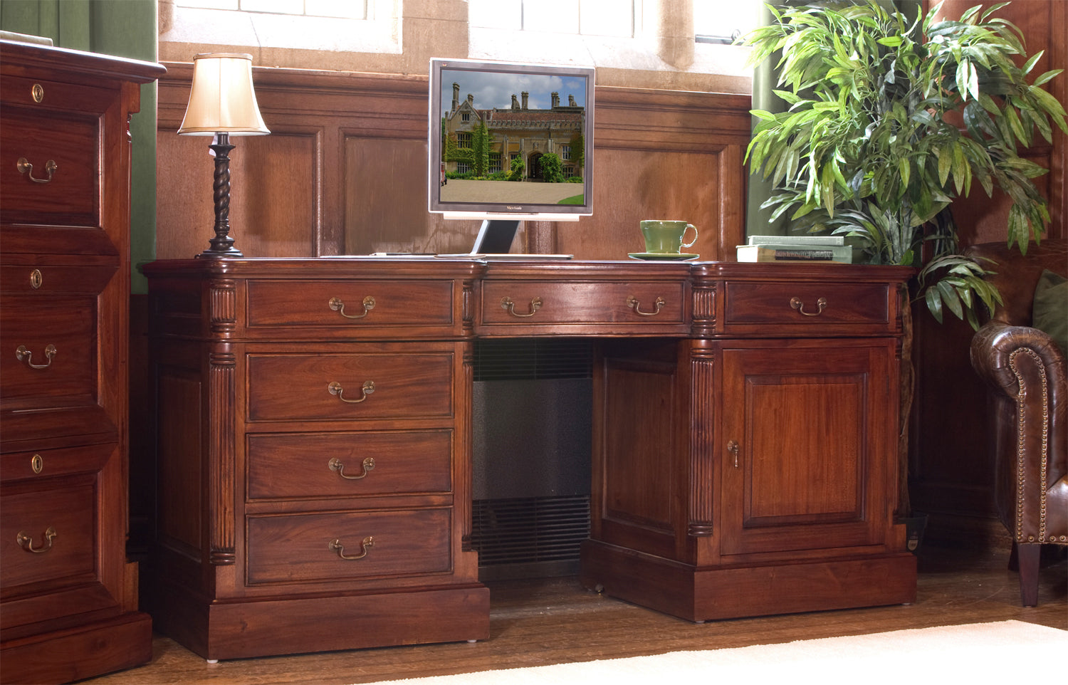 Buy La Roque Twin Pedestal Computer Desk | Signature Hardwood